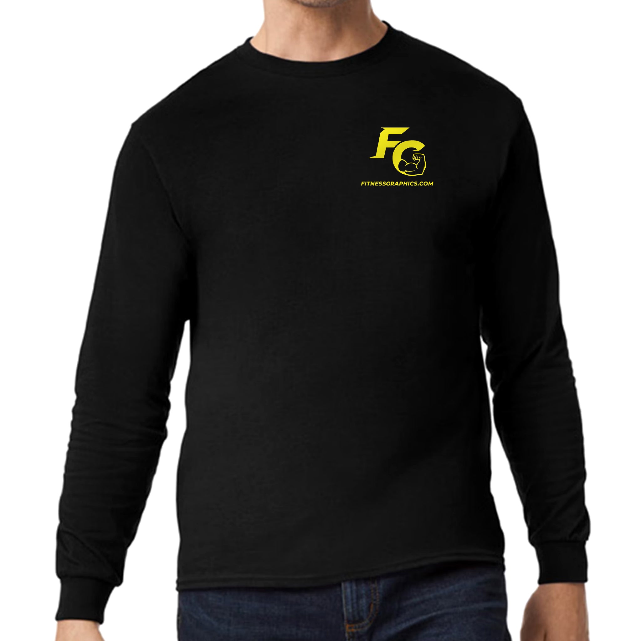 Black Long Sleeve FG Logo Tee – FitnessGraphics.com
