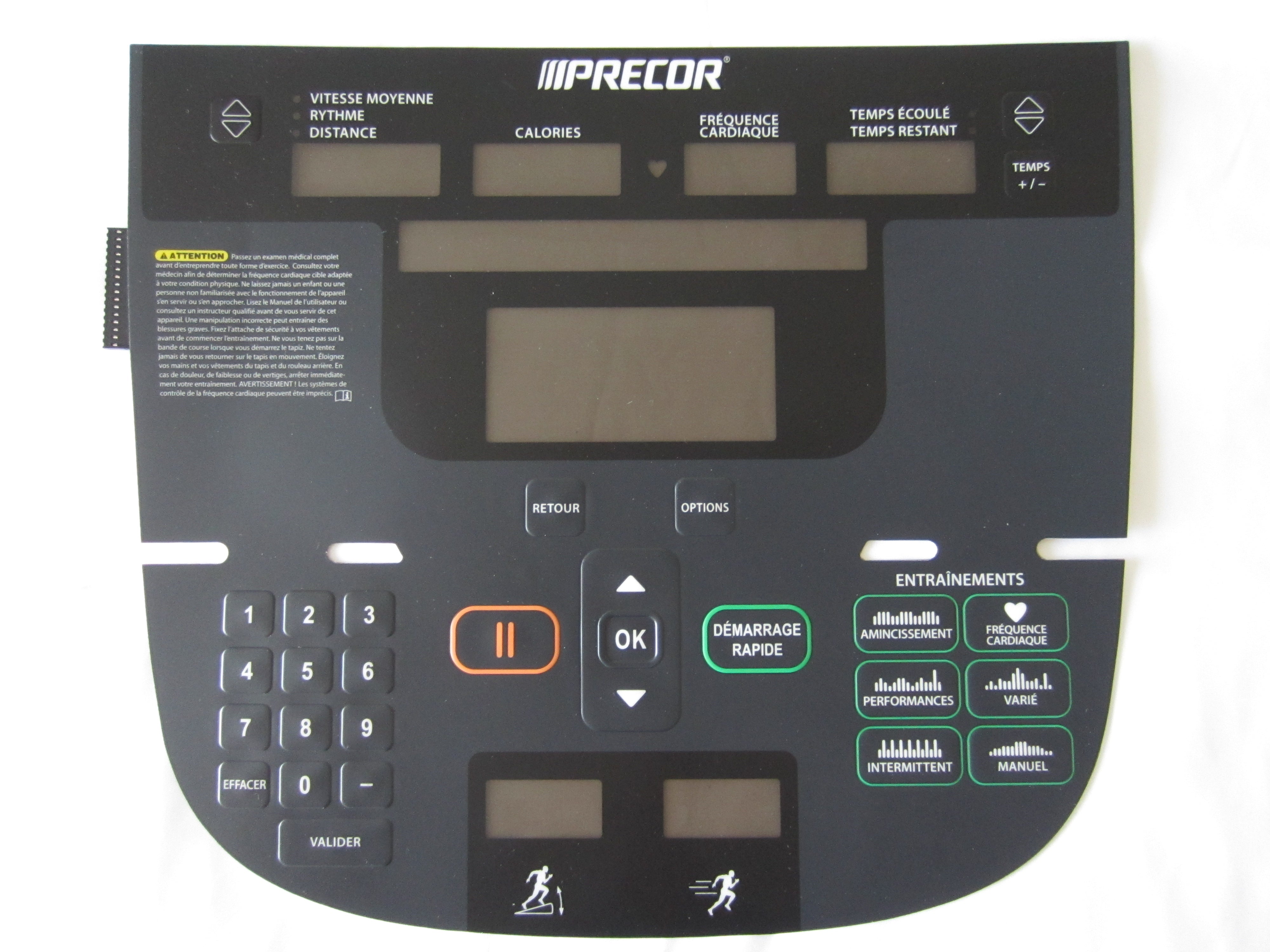 Precor P30 833 / 835 Treadmill Overlay Keypad in French ...
