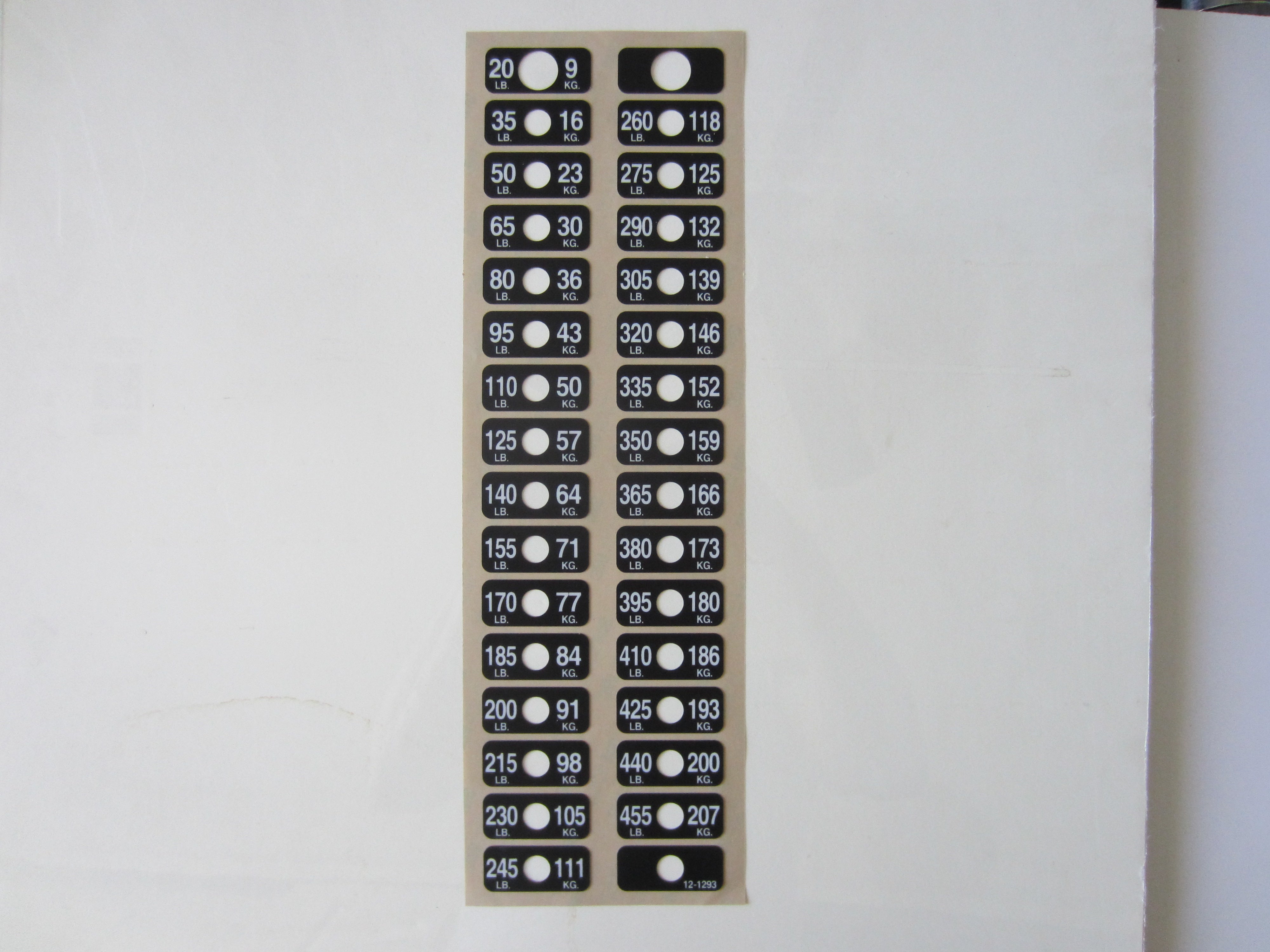 Nautilus - Weight Stack Overlays lbs. / kg. 20-455 in 15lb. Increments ...