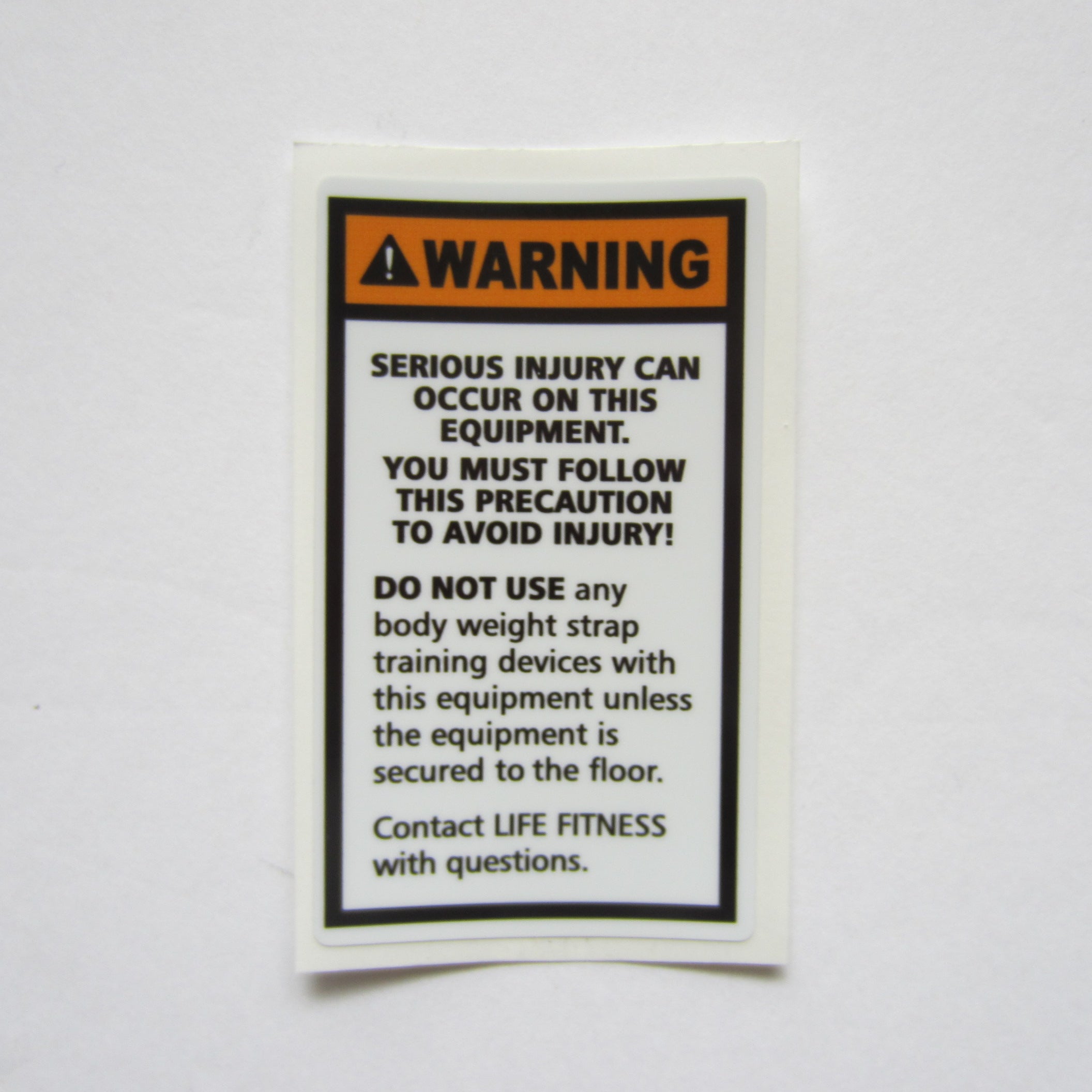 Life Fitness DAP Warning Decal 2 3/4" x 1-3/4" – FitnessGraphics.com