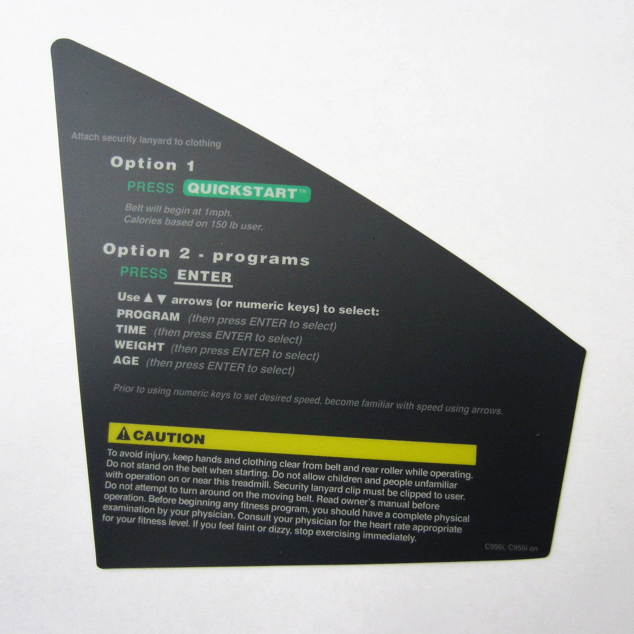 Precor C966i Instruction Decal, Right – FitnessGraphics.com