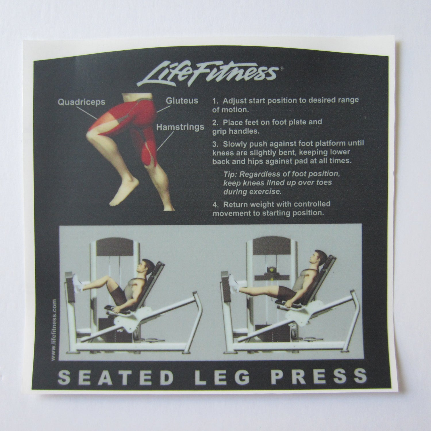 Life Fitness Signature Seated Leg Press Instruction Decal ...