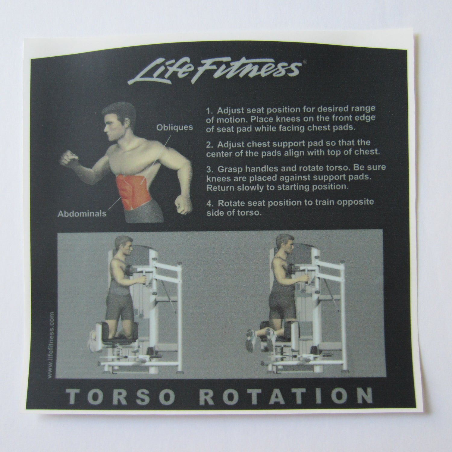 Life Fitness Signature Torso Rotation Instruction Decal ...
