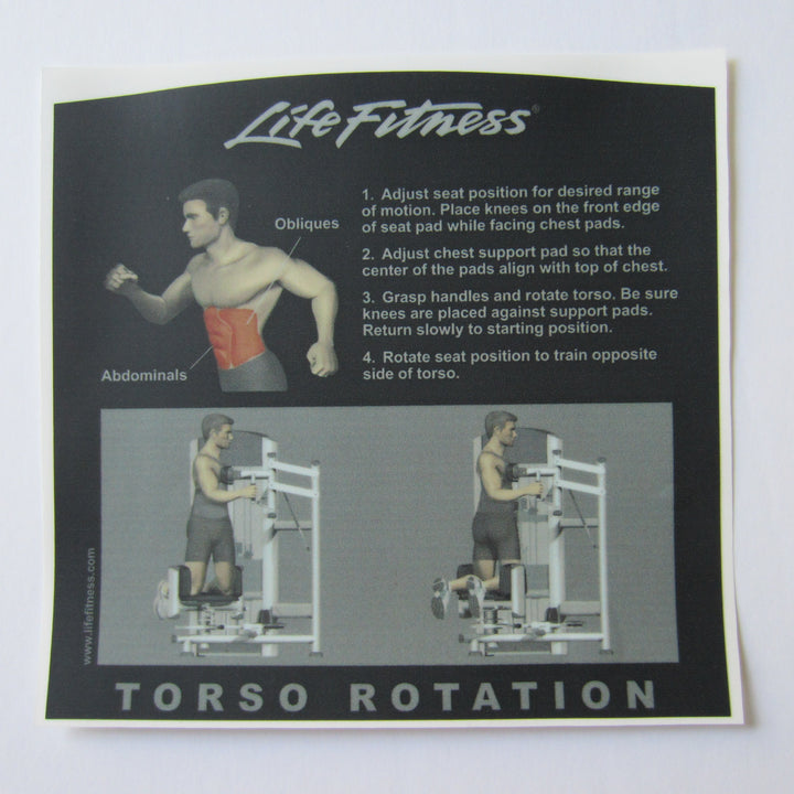 Life Fitness Signature Torso Rotation Instruction Decal ...