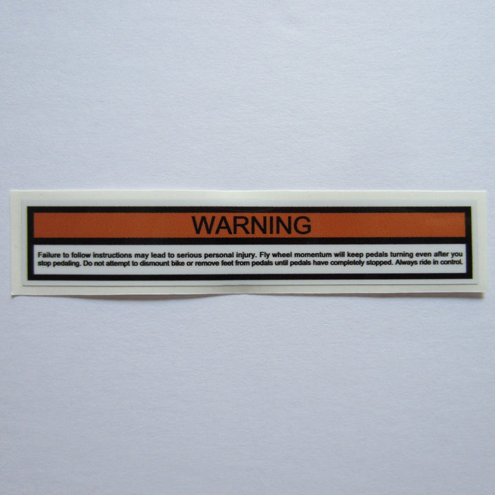 Spin Bike Warning Decal Schwinn/Star Trac – FitnessGraphics.com