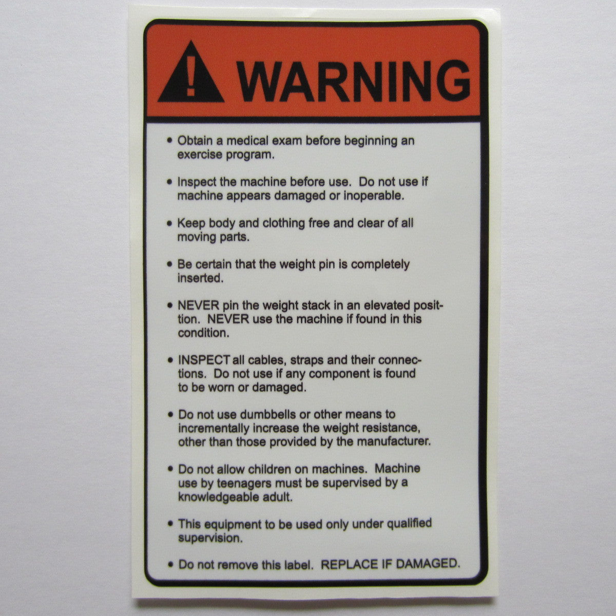 Warning Decal 6-1/2" x 4" – FitnessGraphics.com