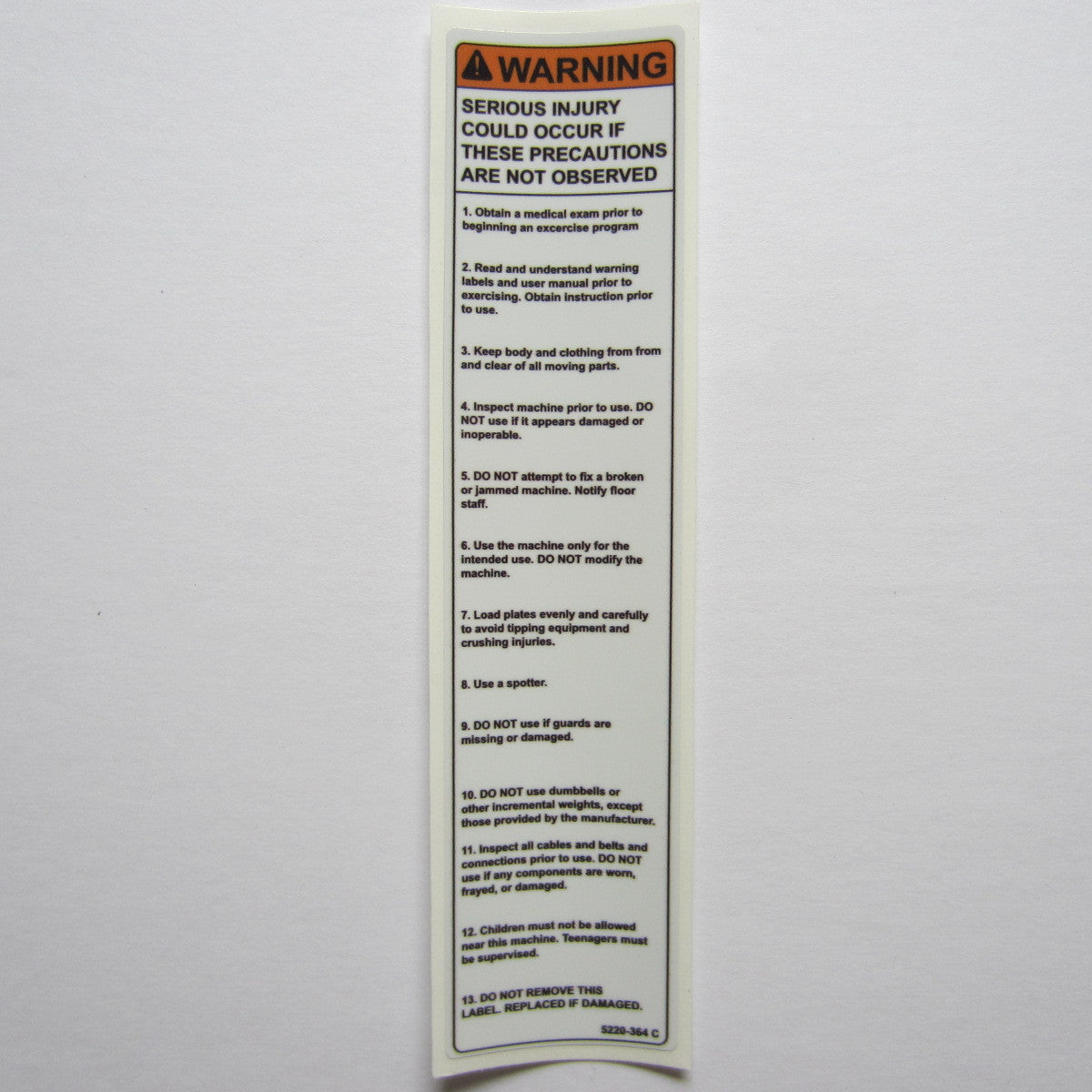 Warning Decal 7-1/2" x 1-3/4" – FitnessGraphics.com