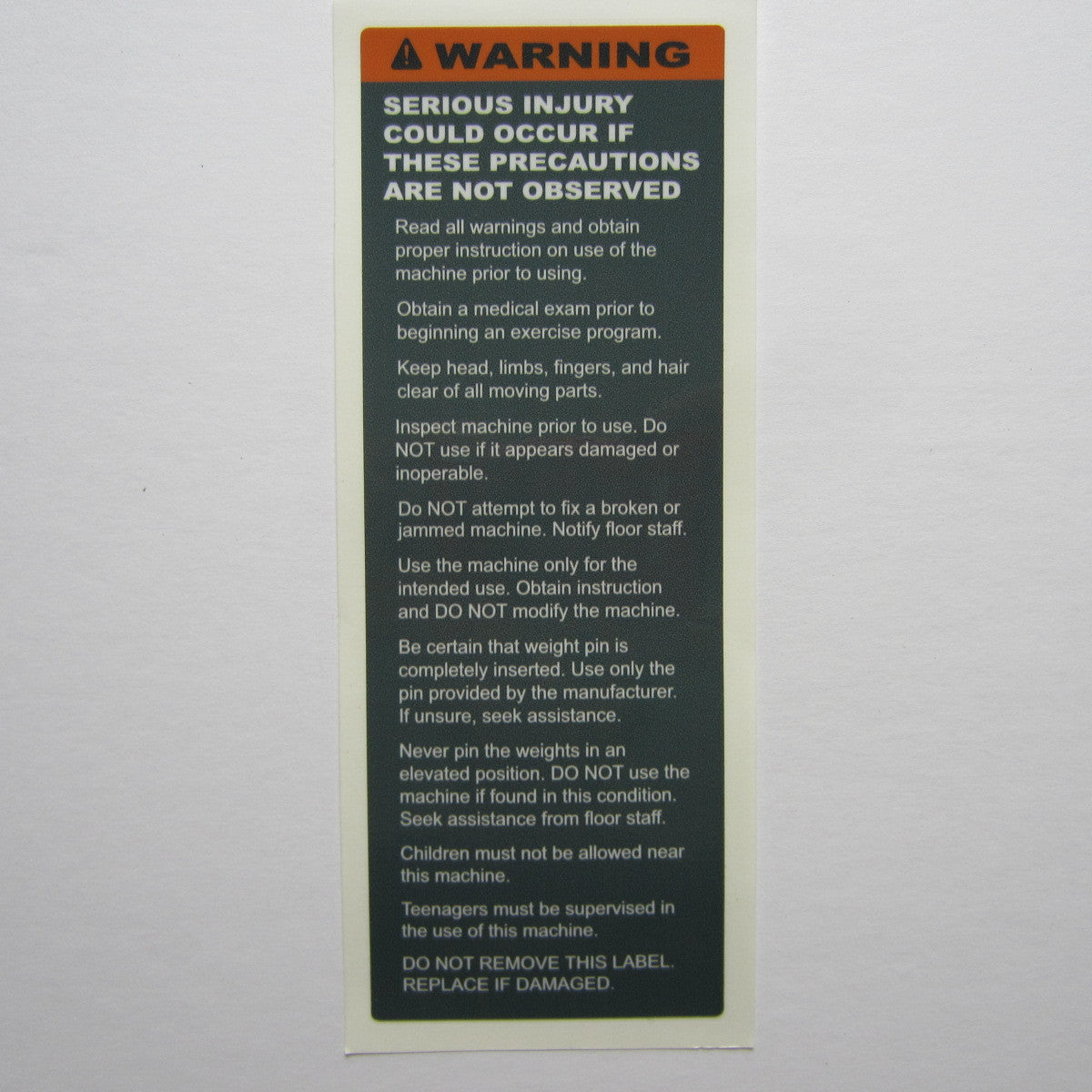 Warning Decal 7-1/2" x 2-3/4" – FitnessGraphics.com